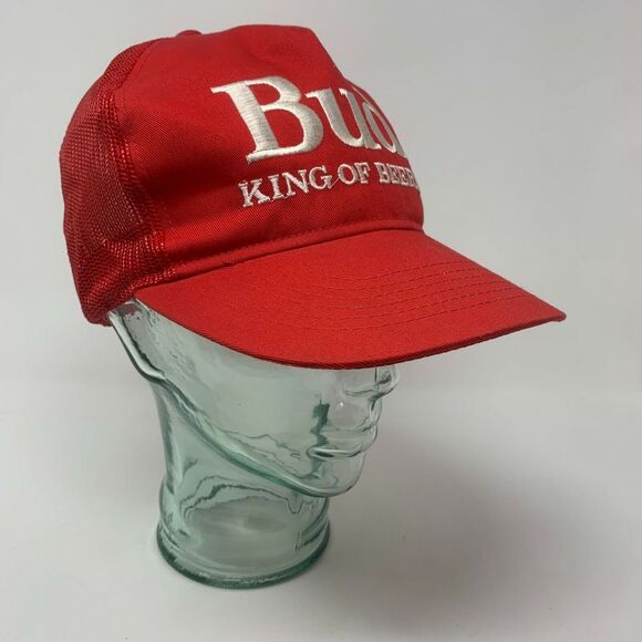 Accessories | Budweiser King Of Beers Trucker Hat Embroidered Red White ...